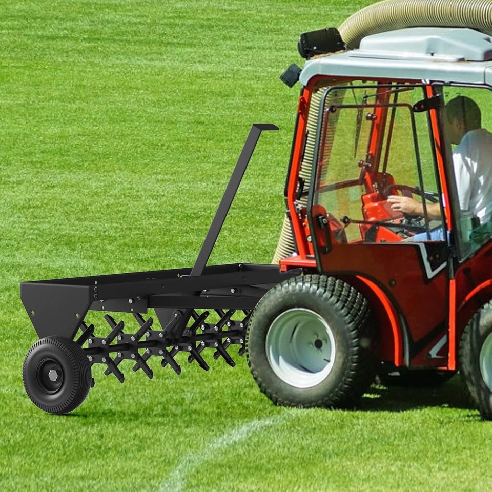 48" Tow Behind Spike Lawn Aerator Hitch to Tractor Mower Soil ...