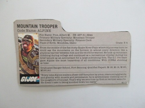 GIJOE Mountain Trooper code name: Alpine cut out | eBay
