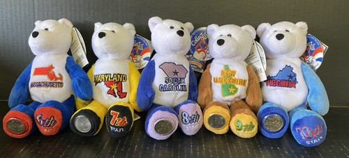 LIMITED TREASURES STATE QUARTER BEARS LOT OF 5 MA, MD, SC, NH, VA, WITH ...