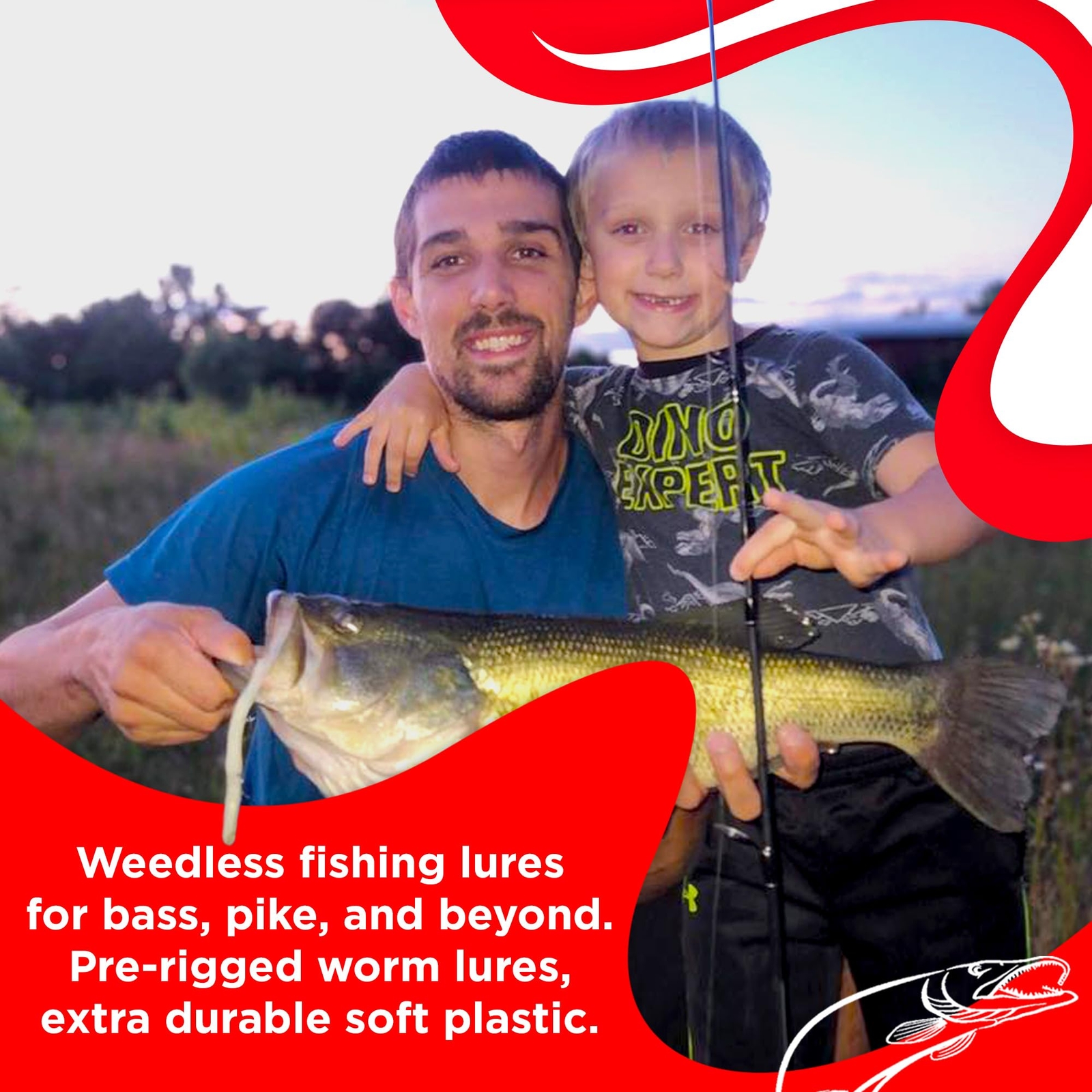 Delong Lures Weedless Fishing Lures, pre Rigged Worm Lures for Bass ...