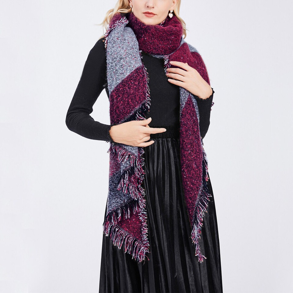 Women Winter Scarfs Cold Weather Soft Knit Shawl Thick Long Oversized ...