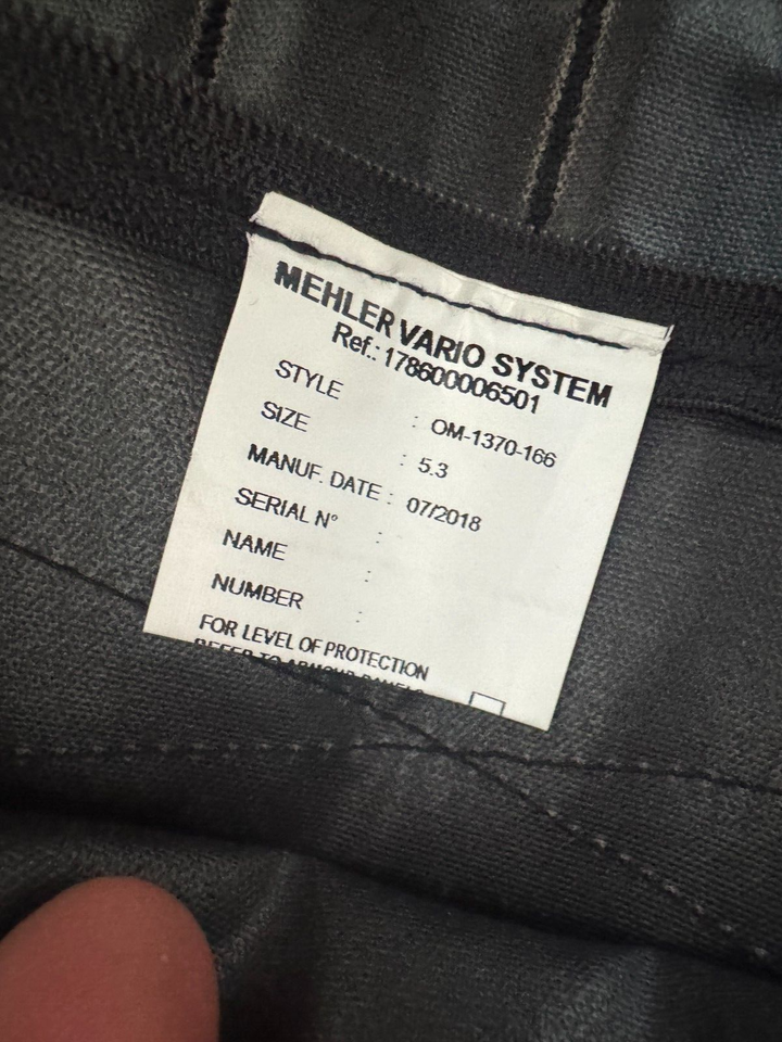 ⭐ EX POLICE MEHLER VARIO ARV BALLISTIC STAB VEST NO LINERS SIZE 5.3 SY1 ...