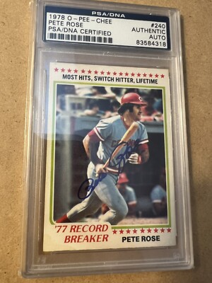 1978 O-Pee-Chee #240 PETE ROSE Auto Signed Card PSA/DNA Authentic HIT ...