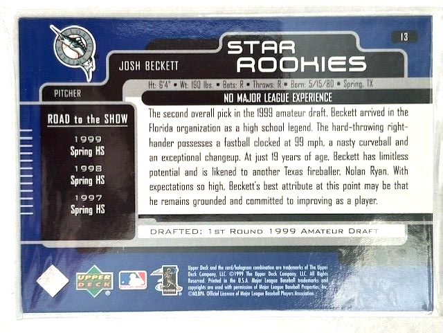 1999 Upper Deck Baseball #13 Josh Beckett Rookie Marlins | eBay