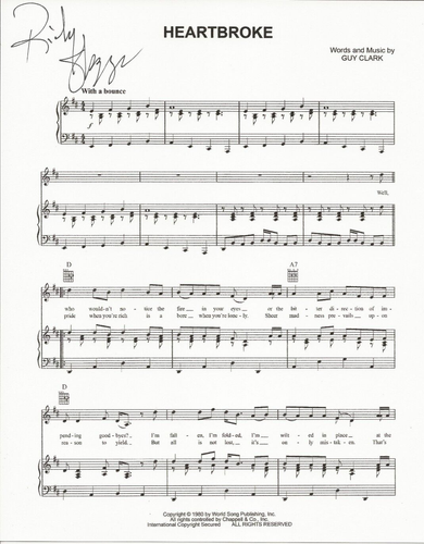 Ricky Skaggs REAL hand SIGNED Heartbroke Sheet Music COA Autographed ...