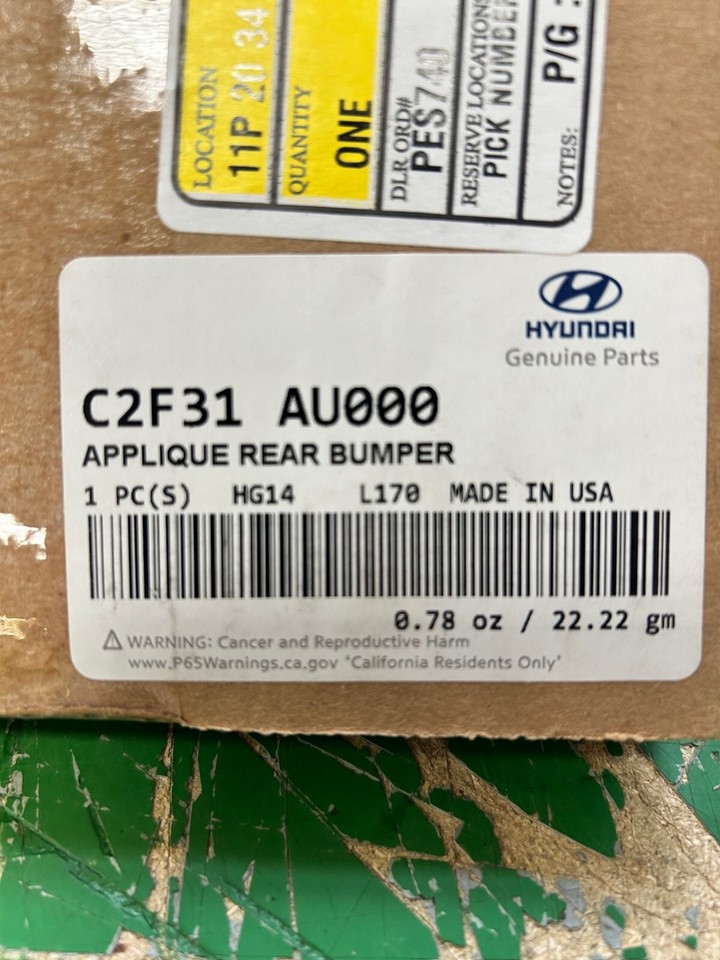 Hyundai C2F31-AU000 Rear Bumper Applique for 18-19 Sonata New Genuine ...
