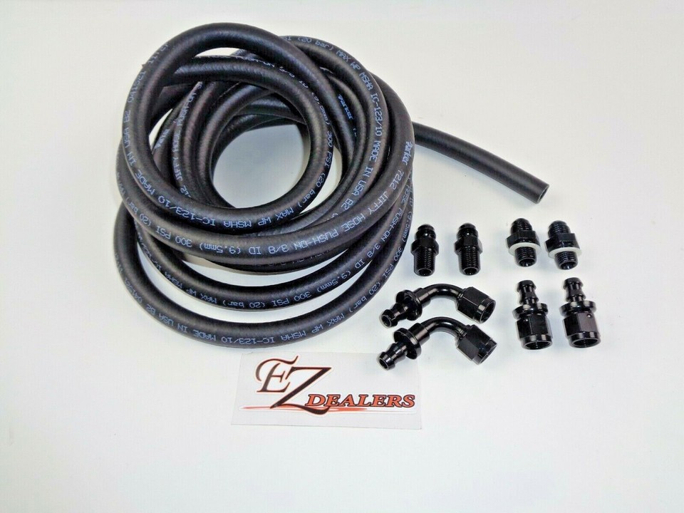 Automatic Transmission Cooler Line Kit TH350 400 700R -6AN Black Push ...