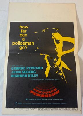 1969 window card movie poster ~ PENDULUM ~ 14x22 ~ folded ~ George Peppard | eBay