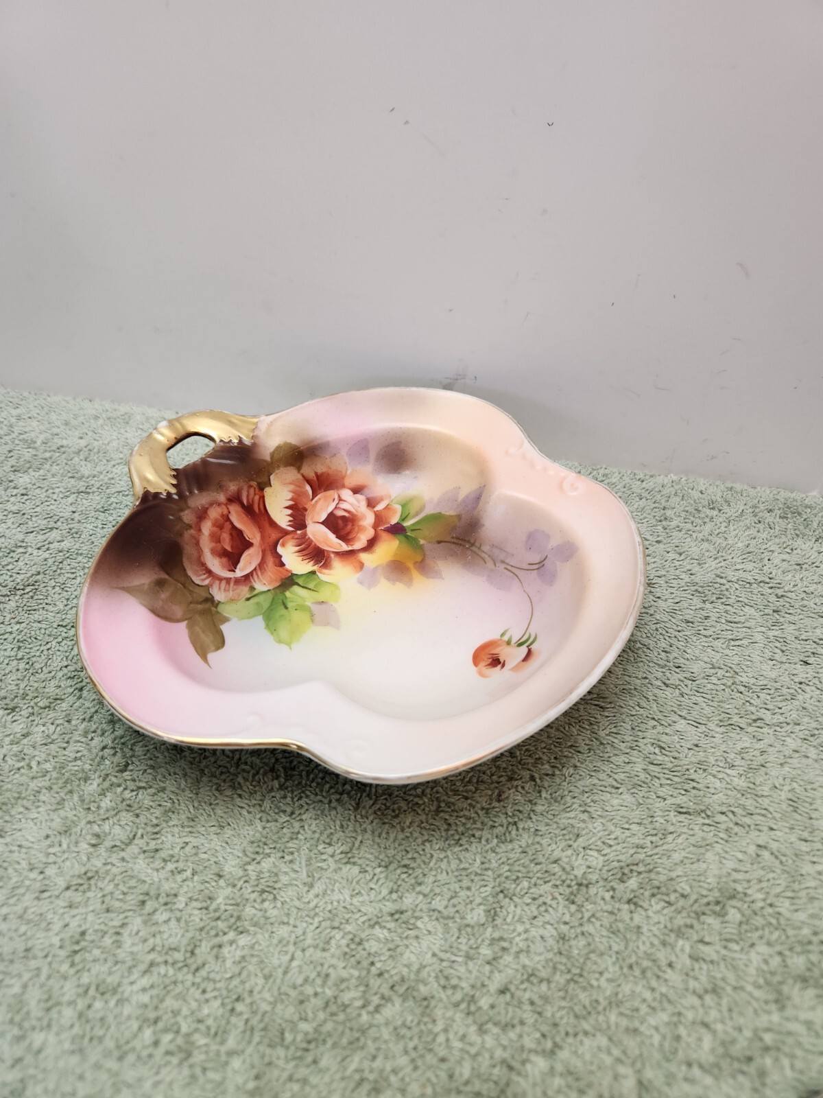 "M" Noritake Handled Bowl Trinket dish 7" Roses Hand Painted | eBay