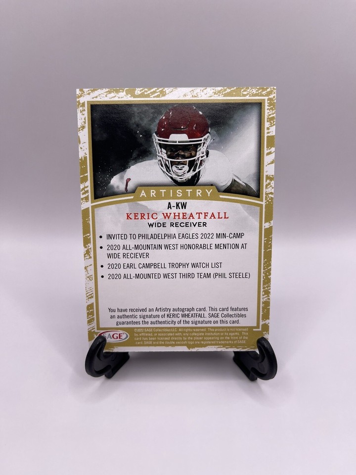 2022 SAGE Artistry Auto Keric Wheatfall #A-KW Auto | eBay