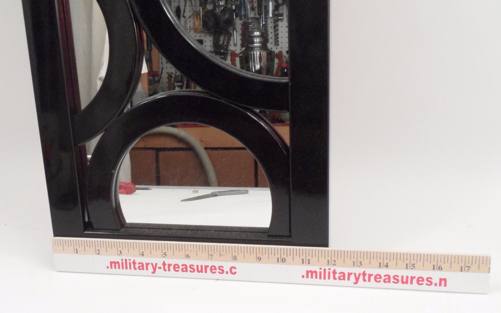 EUC High Quality Sitcom Furniture Black Lacquer Mod Bubbles Mirror Wall ...