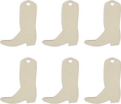 20Pcs Boots Wood DIY Crafts Cutouts Wooden Cowboy Boots Shaped ...