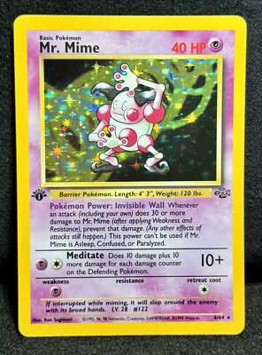 🔥Mr. Mime Jungle 1ST EDITION 6/64 “Holo Rare” MASTERPIECE Pokemon ...