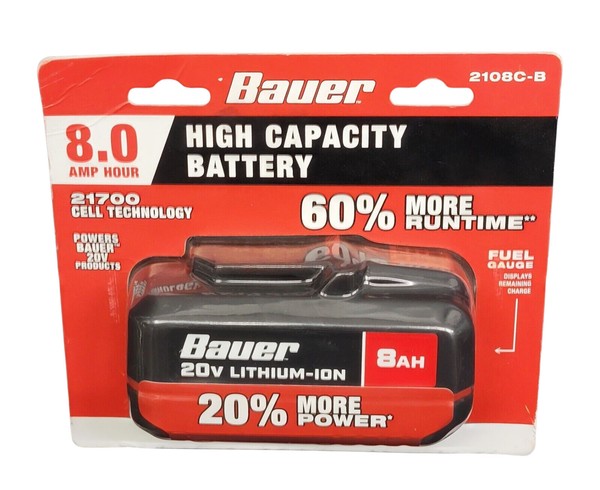 Bauer 20V 8 Ah High-Capacity Lithium-Ion Battery - 2108C-B for sale ...