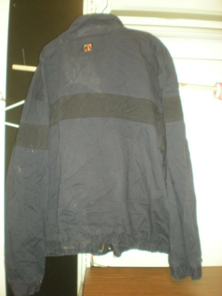 WORKRITE FR MEDIUM RG NAVY BLUE BUTTON UP/ZIPPER Jacket Very Good ...