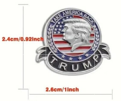 Donald Trump Collectible Metal Pin Badge with American Flag Design ...
