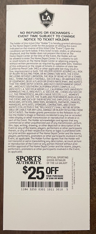 2010 MLS San Jose EARTHQUAKES vs LA GALAXY Soccer TICKET Landon Donovan ...