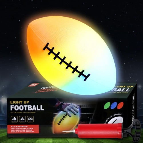 Football Glow in The Dark,LED Light Up Football Size No. 6,Outdoor ...