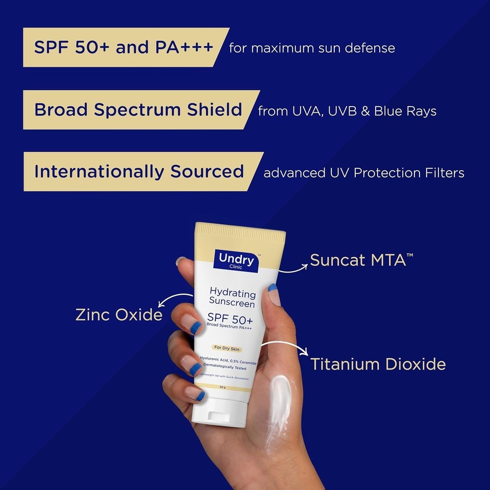 Undry Hydrating Sunscreen for Dry Skin Lightweight Photostable Women ...