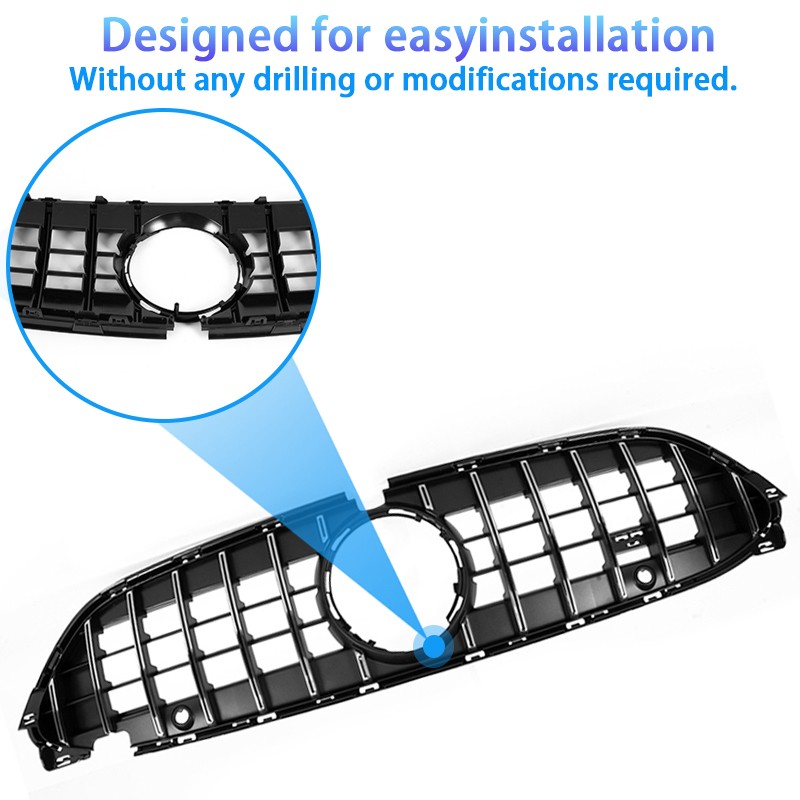Chrome Black Front Grille For 2024 2025 Mercedes-Benz W236 C236 CLE300 ...