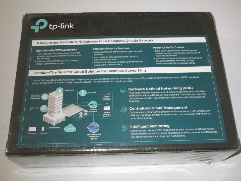 TP-Link ER605 V2 Omada 5-Port Gigabit Multi-WAN VPN Router, 3 Config ...