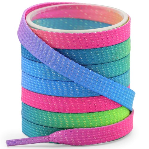 Gradient Flat Shoe Laces: Thick Rainbow Colorful Sneakers Shoelaces 2 ...