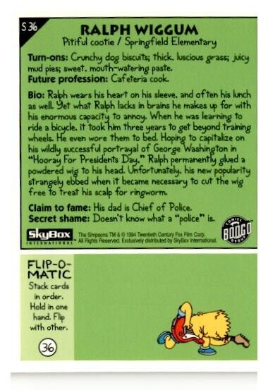 1994 Skybox Simpsons Series 2 Character Card Benjamin, Doug, & Gary #S ...