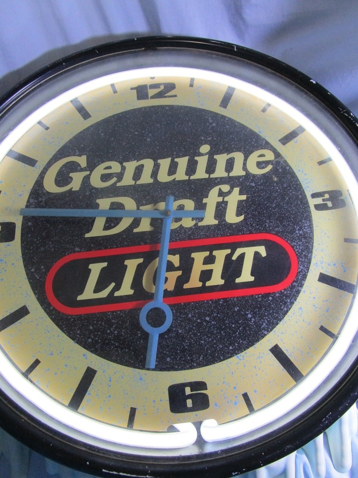 VTG Miller Genuine Draft Light Beer Neon Light Up Clock-Advertising | eBay