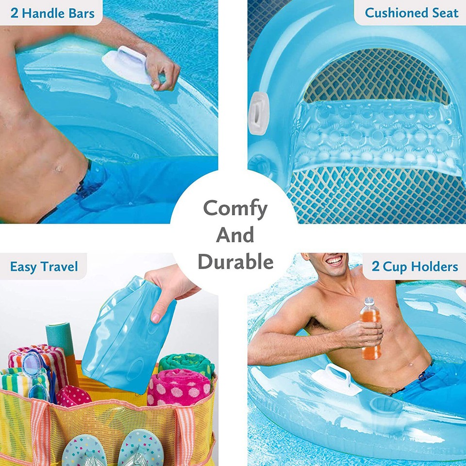 PVC Water Lounger Foldable Inflatable Water Seat Ring for Outdoor ...
