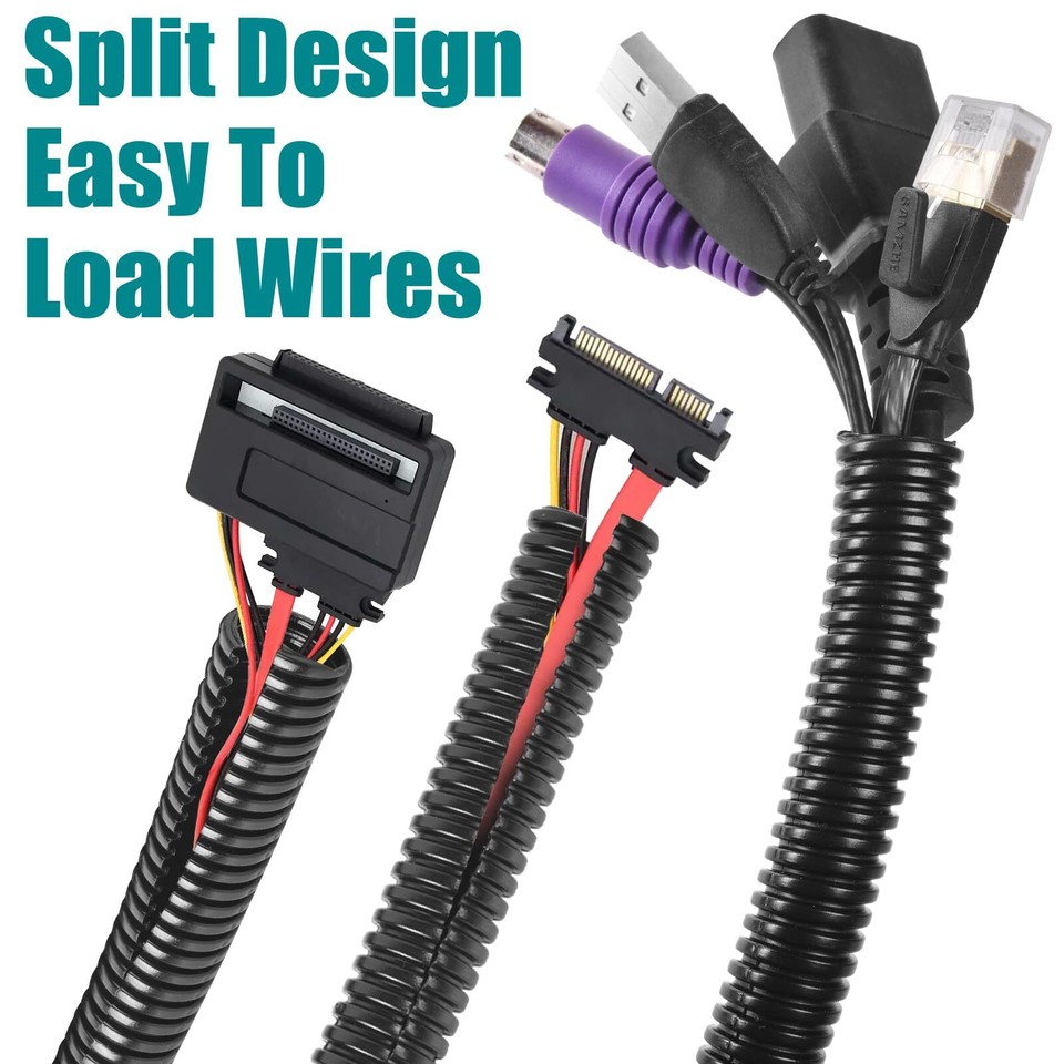 1/4 Inch Wire Loom Split Tubing - 30 ft Cord Protector Electric Wires ...