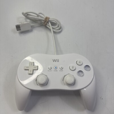 Official Nintendo Wii Pro Controller Classic White RVL-005 OEM TESTED ...