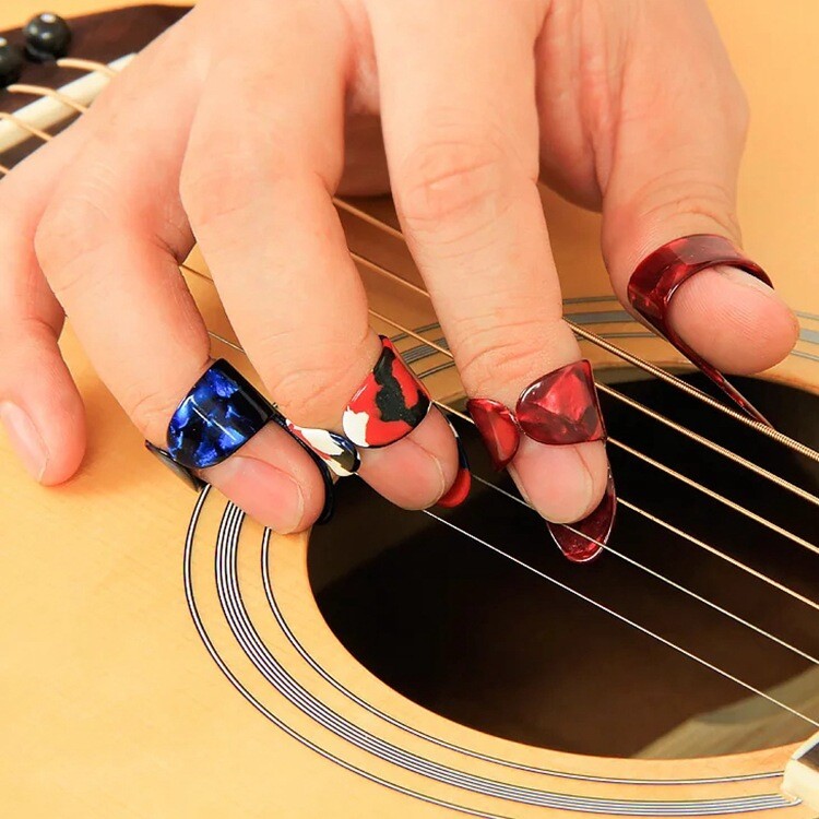 Finger and Thumb Pick Set for Guitar, Ukulele Banjo (4x Finger Pick 1x ...