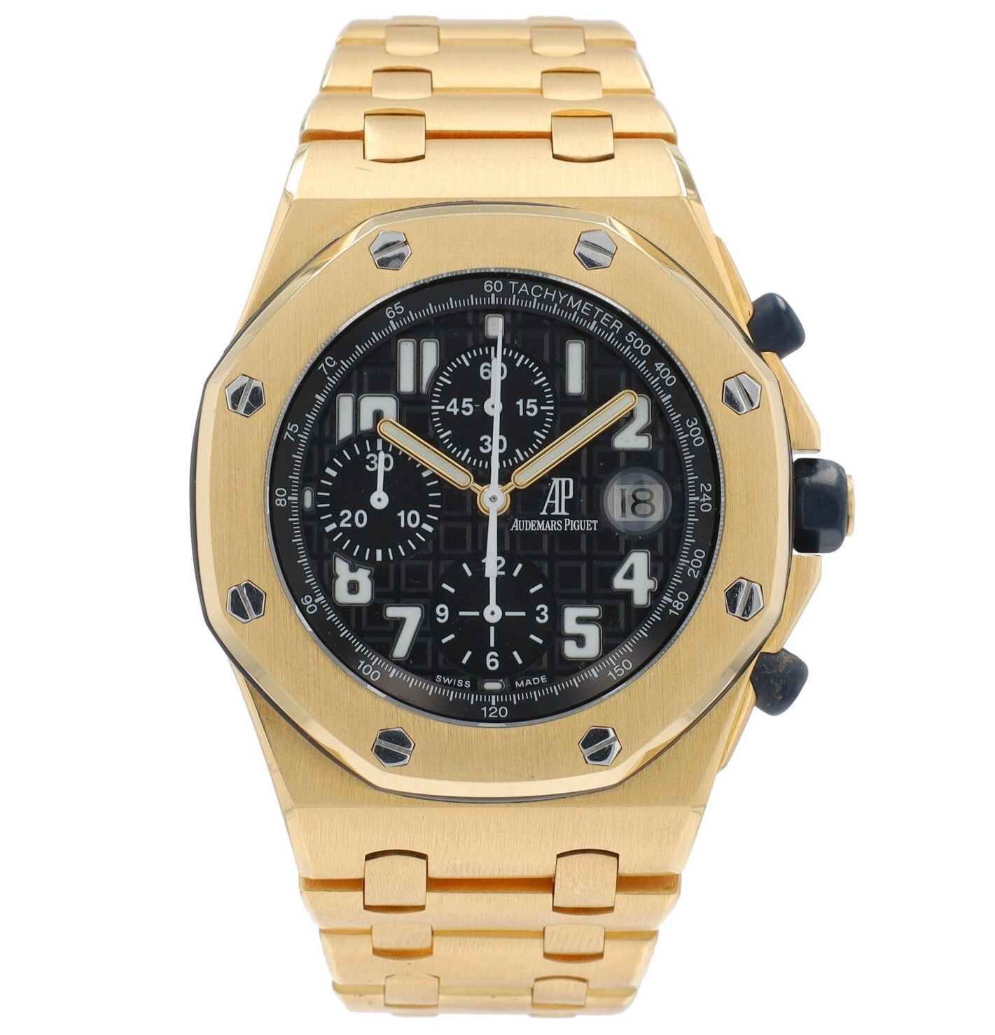 Audemars Piguet Mens Watch "Brick" Solid 18K Yellow Gold Black 41mm ...