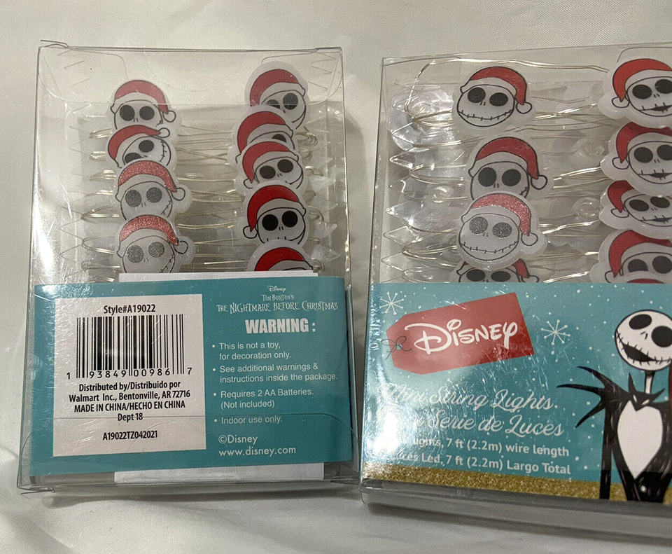 JACK SKELLINGTON Santa Jack MINI Disney LED LIGHTS 20 LED - 7 Ft. SET ...