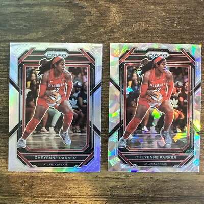 Cheyenne Parker 2 Card Lot - 2023 Prizm Silver + 2023 Prizm Cracked Ice ...
