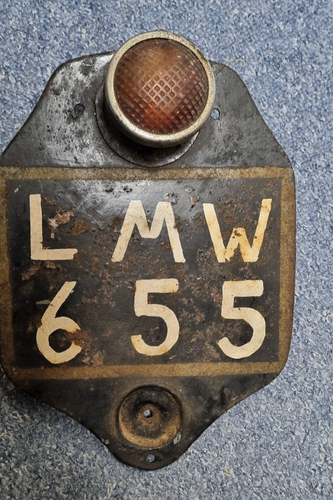 British Motorcycle Rear Number Plate with Pre-War Lamp | eBay UK