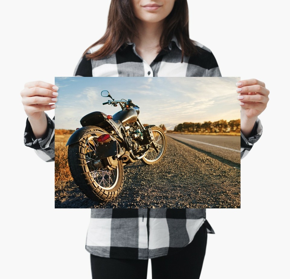 Beautiful Classic Motorcycle Poster Print Size A4 / A3 Travel Poster ...