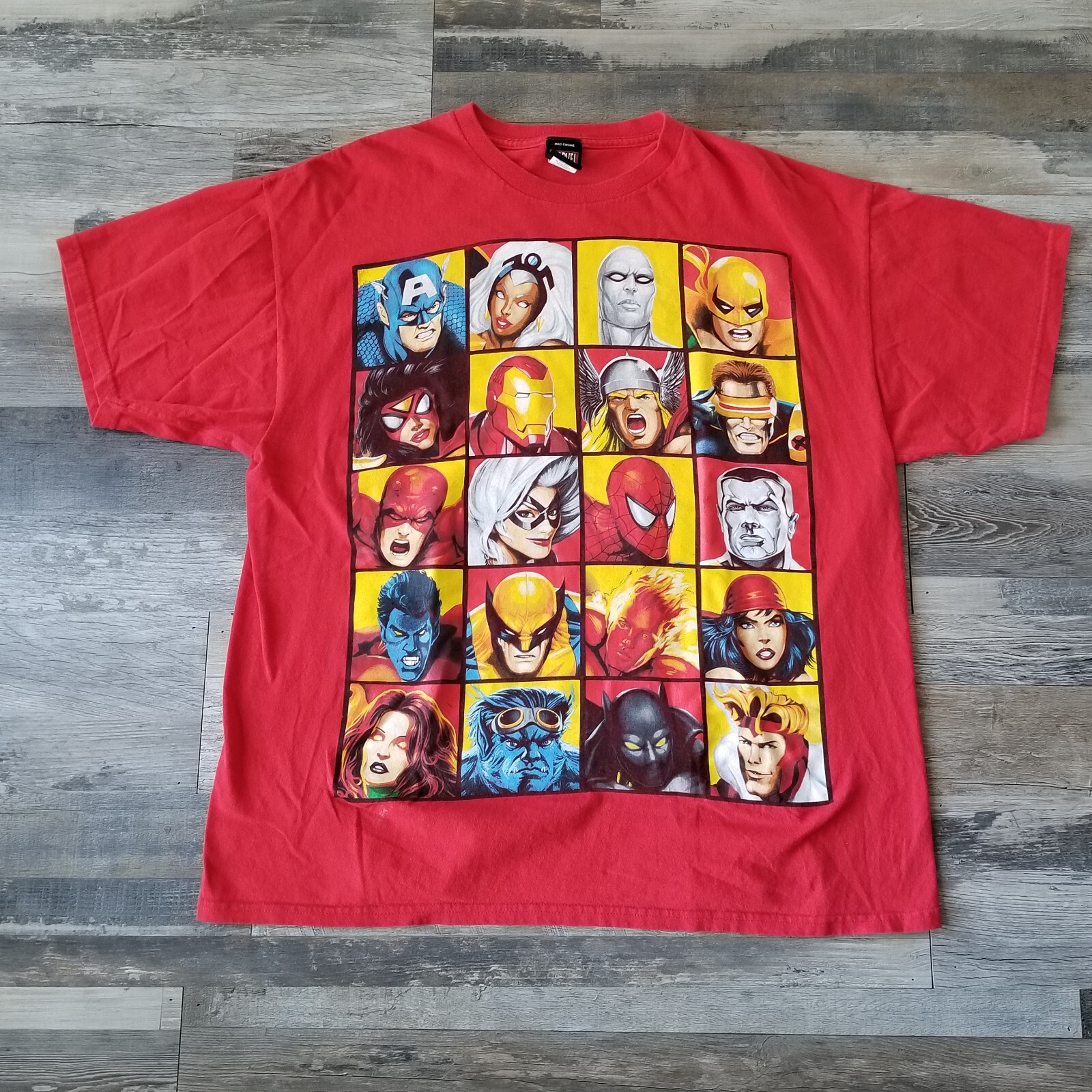 Marvel Mad Engine Super Heroes Comics Grid Red T-Shir… - Gem
