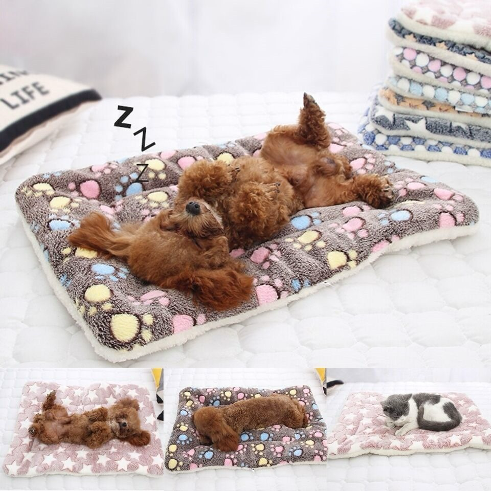 Pets Soft Warm Fleece Snuggle Blankets Cats Dogs Beds Mat Thermal Plush ...