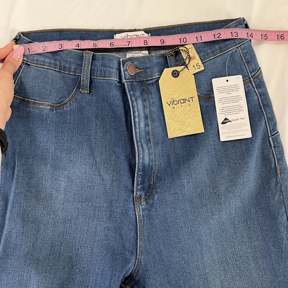 Vibrant Flare Jeans Women Size 31 15 Bell Bottom Blue High Rise 33 ...