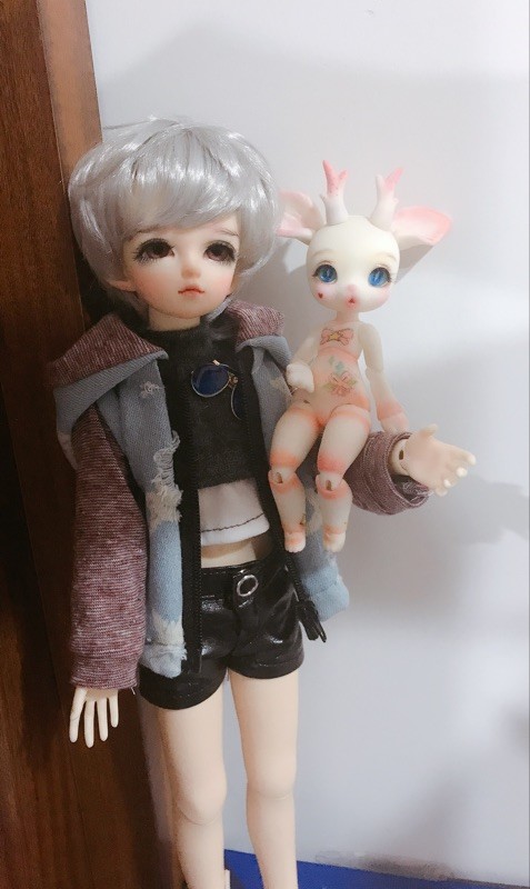 1/8 BJD Doll Cute Deer +Horn Animal free eyes + face up Resin White ...