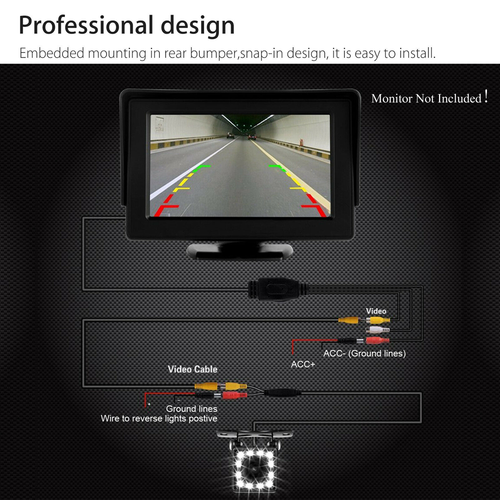 170° CMOS Car 12 LED Camera Rear Night View Reverse Backup Parking ...