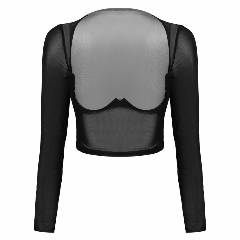 Women Sheer Mesh Lingerie Open Bust Crop Top Sexy Nightwear Sexy T ...