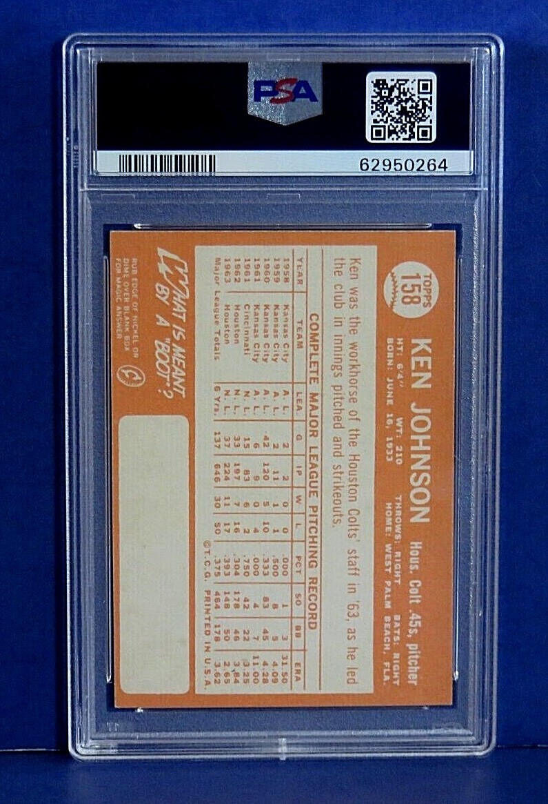 1964 Topps - #158 Ken Johnson for sale online | eBay