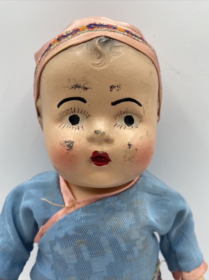 Vintage Antique Composition Asian, Chinese Boy Doll w orig Clothing Pre ...