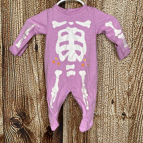 Carters Baby Girl’s Size Newborn Purple & White Halloween Skeleton ...