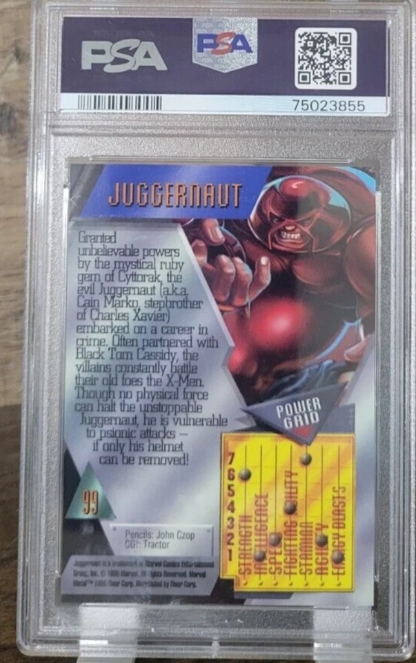 1995 Marvel Metal #99 Juggernaut Flasher PSA 9 Deadpool X-Men Marco Cain MCU 95 | eBay