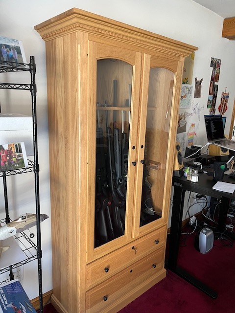 Amish Gun Cabinet - 12 Long Guns, 2 Large Drawers - Oak | eBay