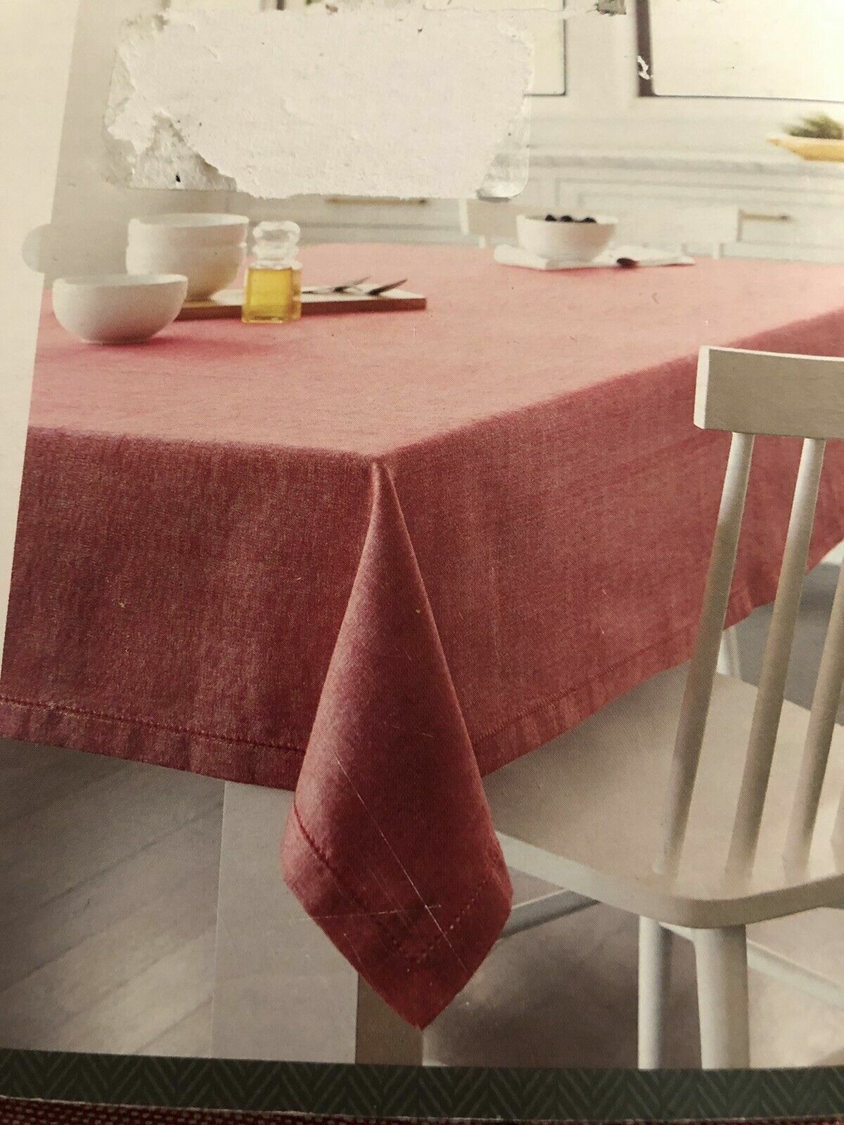 Threshold Tablecloth Hemstitch Red Chambray multiple sizes new w/o pkg ...