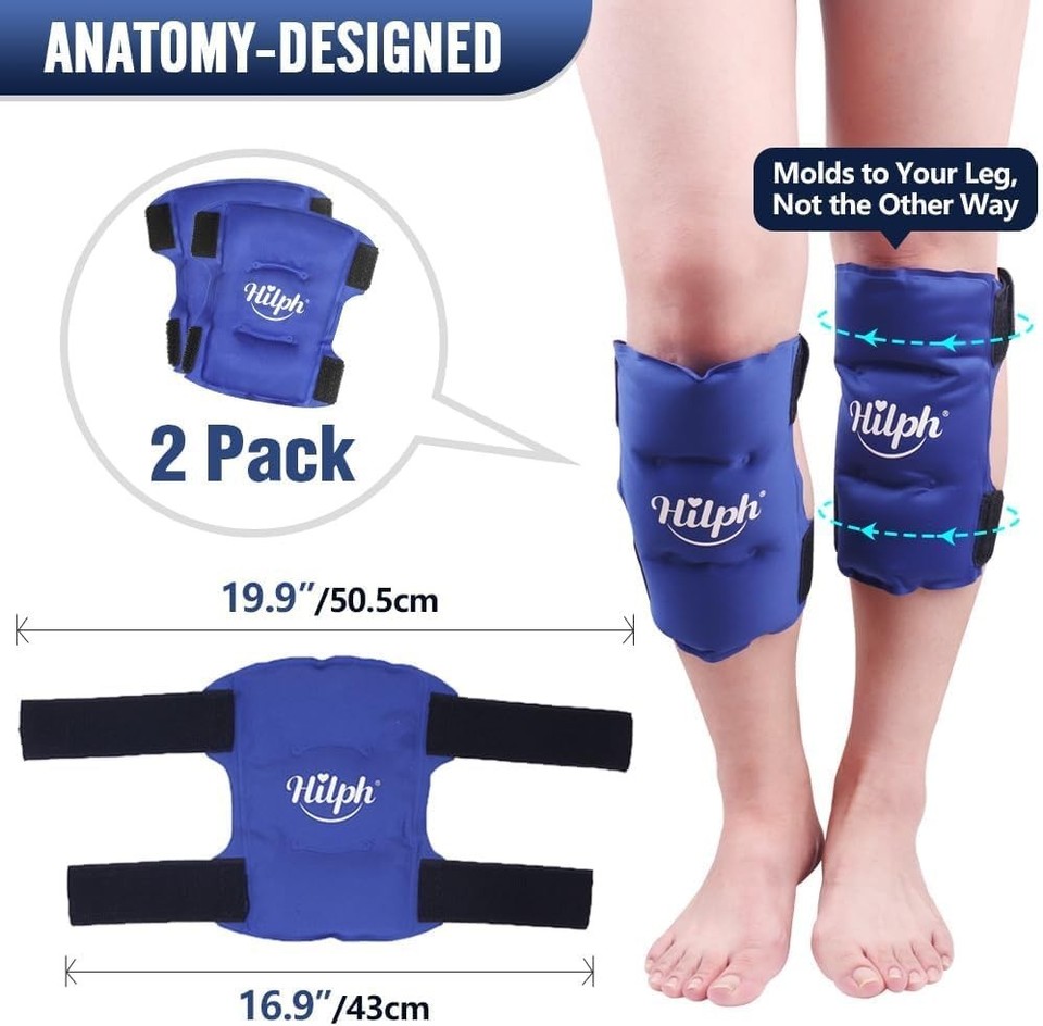 Hilph Leg Ice Pack Wrap for Calf & Shin Pain - 2 Pack Shin Splint Ice ...